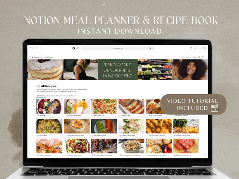 Notion Meal Planner Template Digital Meal Plan Notion Grocery List Digital Recipe Book Notion ...