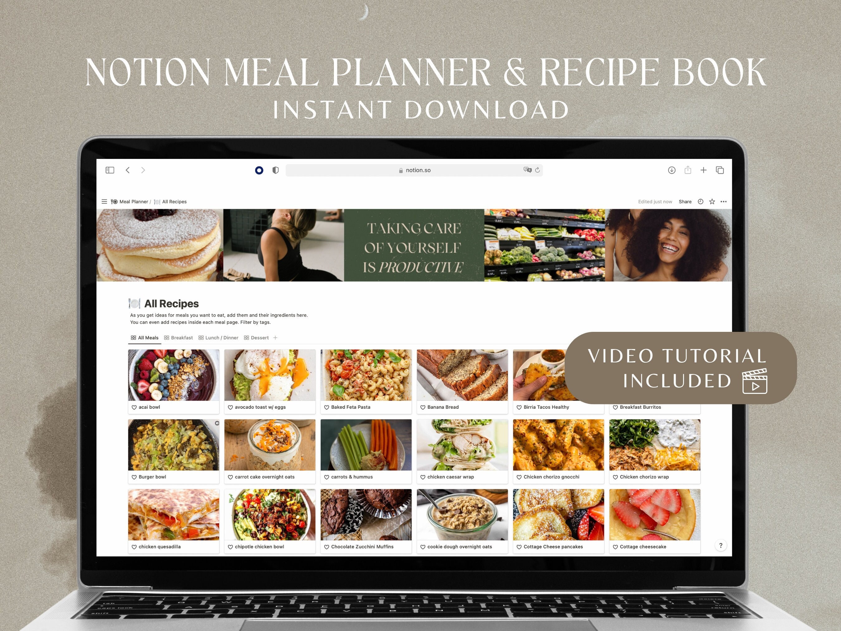 Notion Meal Planner Template Digital Meal Plan Notion Grocery List Digital Recipe Book Notion ...