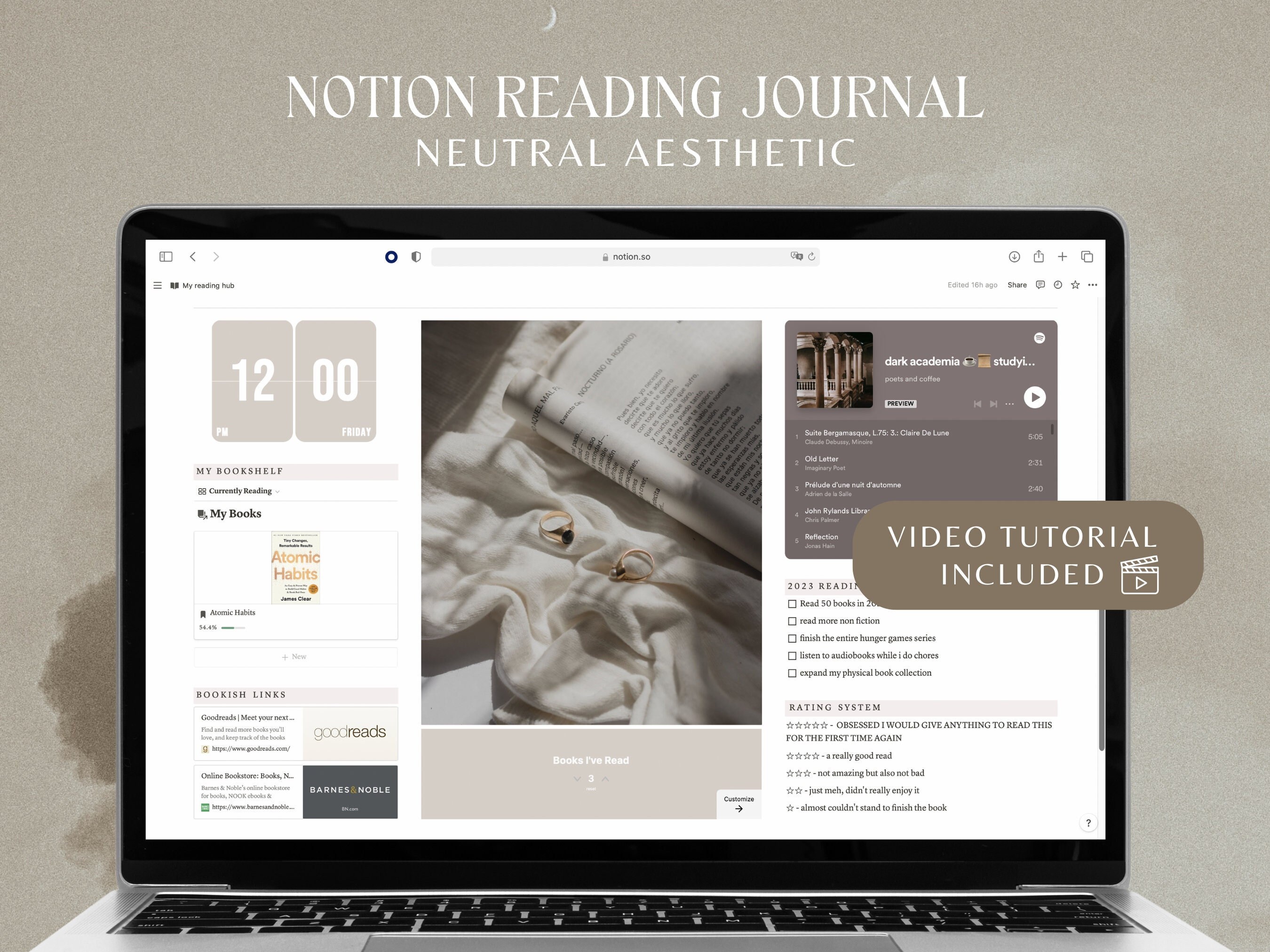 Notion Reading Tracker Digital Reading Journal Notion Reading Template ...