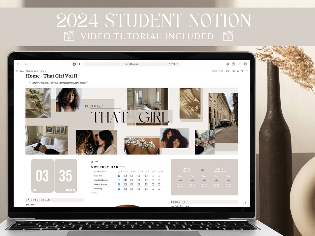 2024 Student Notion Planner Template Notion Dashboard Academic Planner ...
