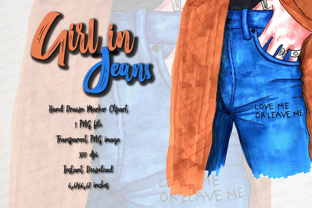 Girl in Jeans Png, Jeans Women,clipart Jeans,clipart Marker,fashion Png ...