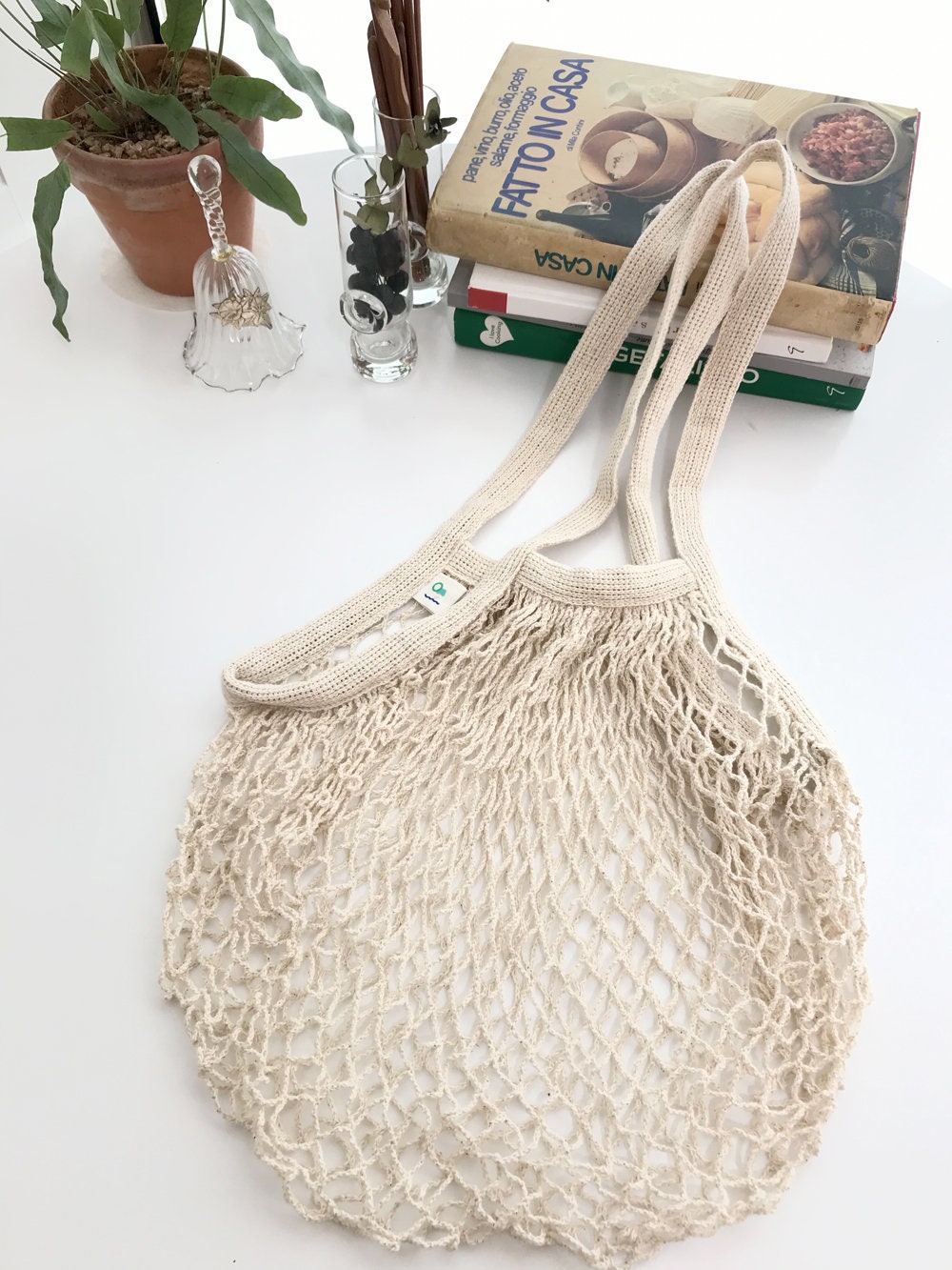 100% Natural Cotton Net Bag Crochet Tote Bag Sustainable | Etsy