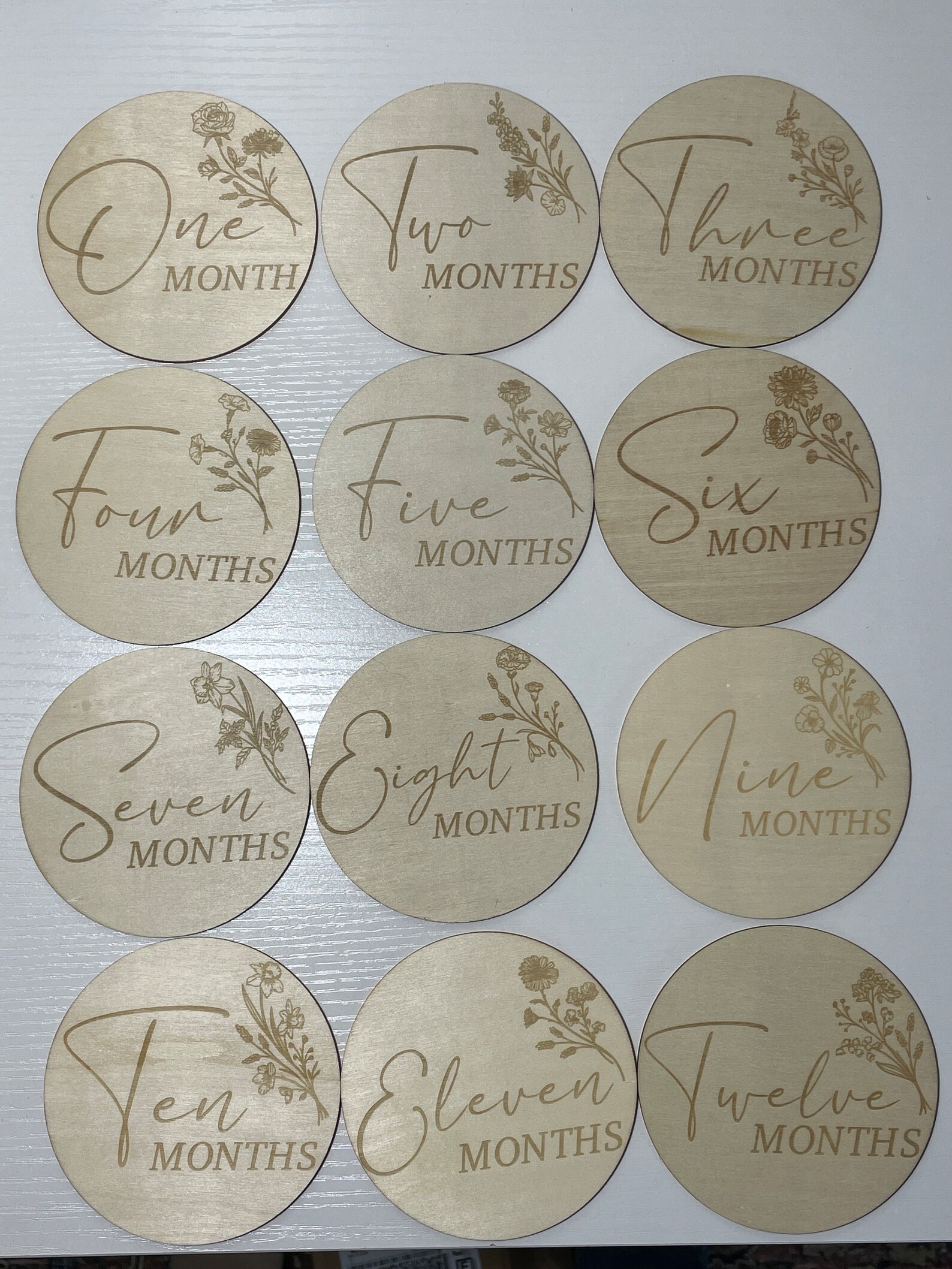 Wooden Monthly Milestone Discs for Baby | Handcrafted Baby Milestone ...