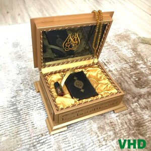 Lux Wooden Boxed Quran Tasbih Essence Set Islamic Gift Box Koran With ...