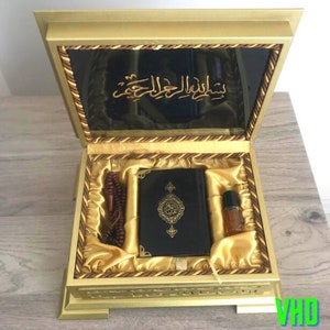 Lux Wooden Boxed Quran Tasbih Essence Set Islamic Gift Box Koran With ...