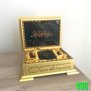 Lux Wooden Boxed Quran Tasbih Essence Set Islamic Gift Box Koran With ...
