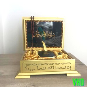 Lux Wooden Boxed Quran Tasbih Essence Set Islamic Gift Box Koran With ...