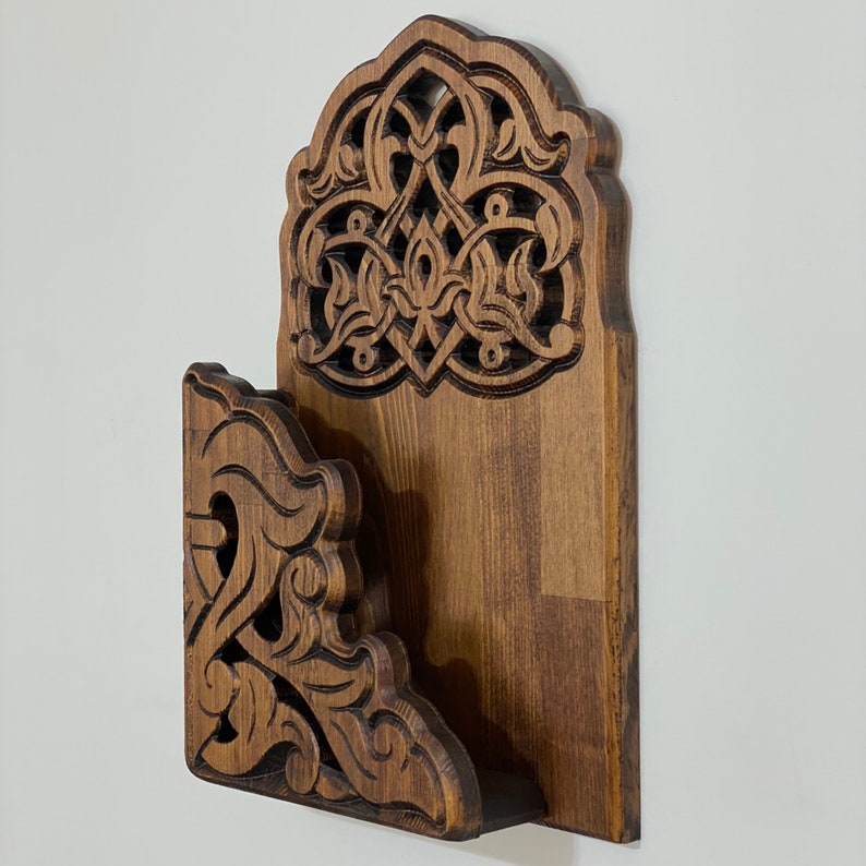 Wooden Bookshelf Book Holder Quran Bible Stand Shelf Wall - Etsy