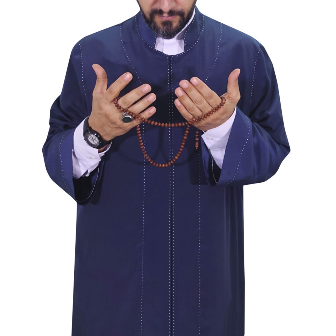 Prayer Muslim Jubbah Galabia Thobe Thawb Robe for Men Long up to Feet ...