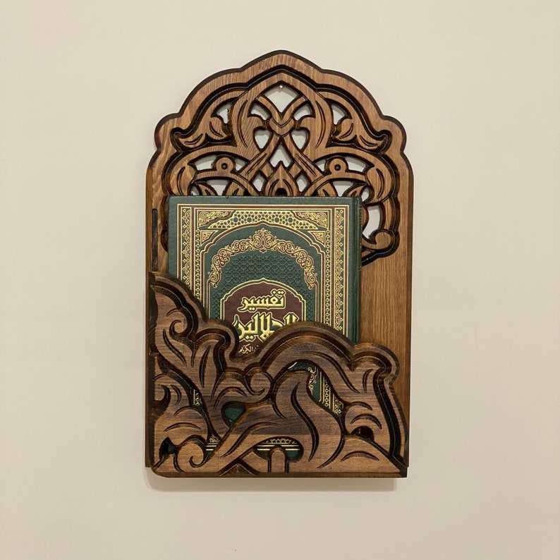Wooden Bookshelf Book Holder Quran Bible Stand Shelf Wall - Etsy