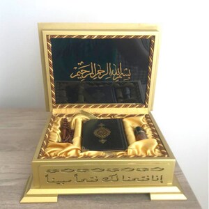 Lux Wooden Boxed Quran Tasbih Essence Set Islamic Gift Box Koran With ...
