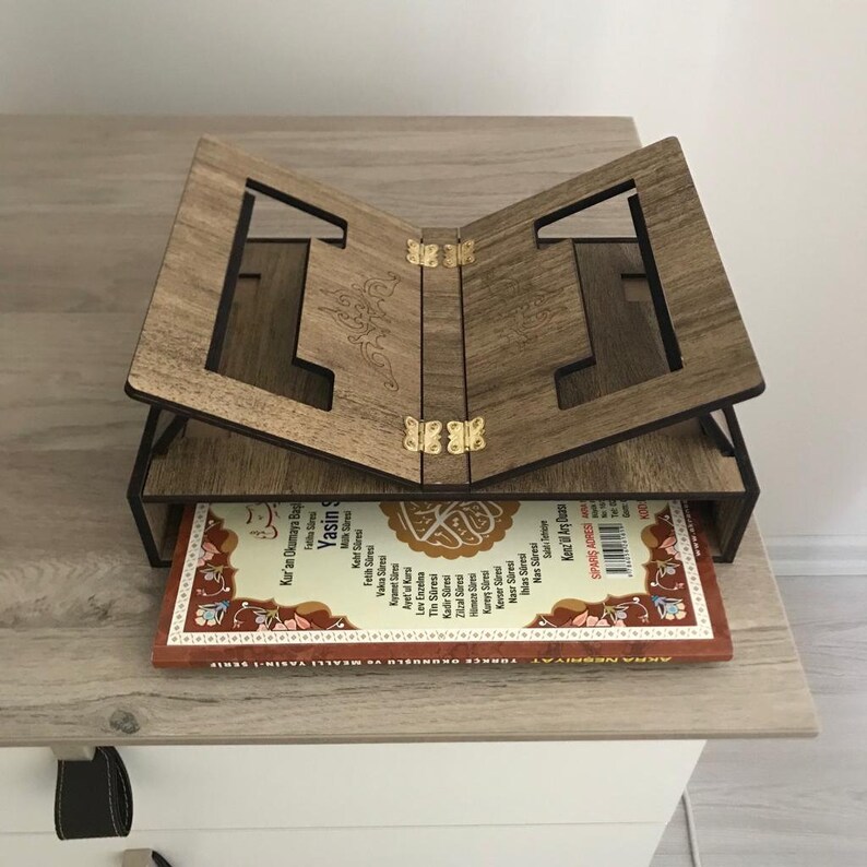 Adjustable Wooden Book Stand and Storage Box Quran Bible - Etsy