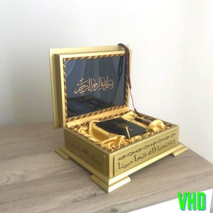 Lux Wooden Boxed Quran Tasbih Essence Set Islamic Gift Box Koran With ...