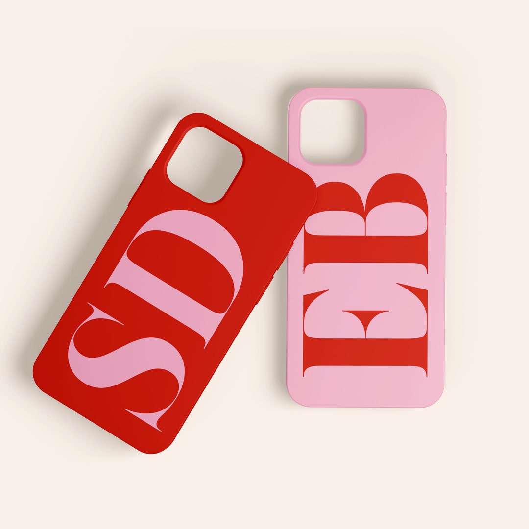 Cherry Red & Pink Initials Case for iPhone 15 14 13 Pro Max - Etsy