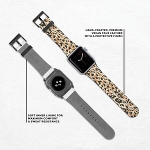 Leopard Print Faux Leather Apple Watch Band, Apple Watch Series 9, 8, 7 ...