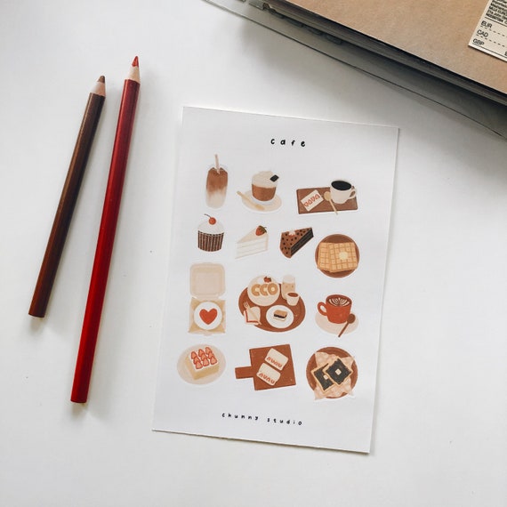 Cafe Sticker Sheet Bullet Journal Scrapbook Pen Pal | Etsy