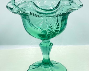 Green Fenton Compote | Etsy