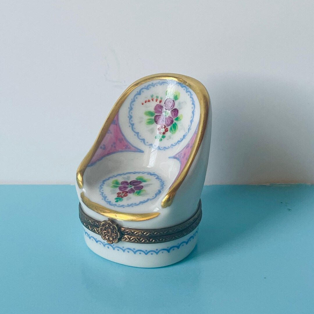 Limoges Porcelain Handpainted Slipper Chair Trinket Box - Etsy