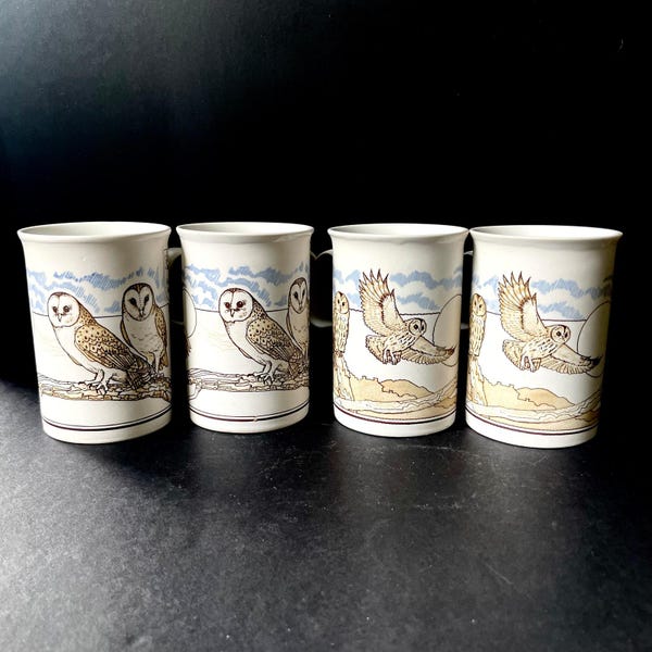 Vintage Owl Mugs Set - Etsy