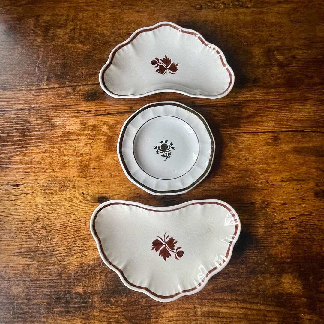 Two Copper Lustre Johnson Brothers Ironstone Bone Dishes and One Butter ...