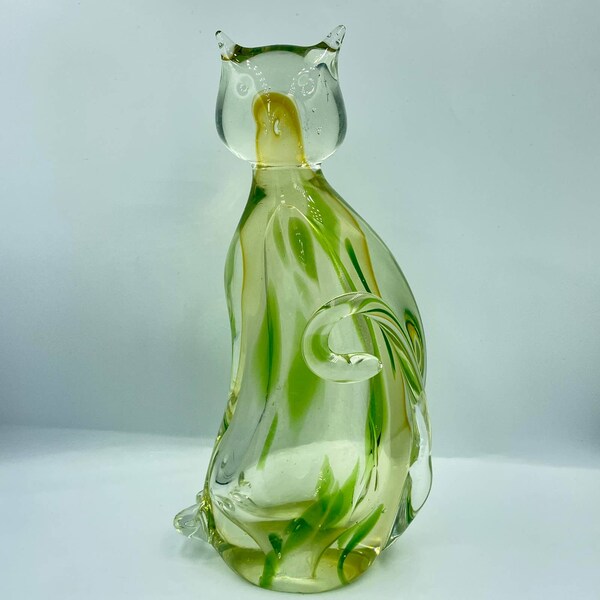 Glass Cat Figurine Etsy