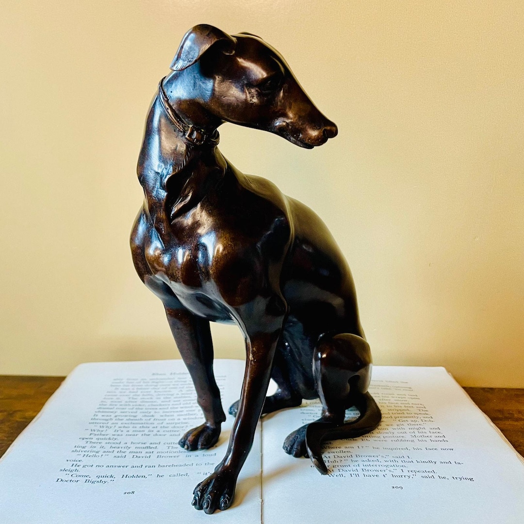 Vintage Heavy Cast Bronze Whippet Statue - Etsy