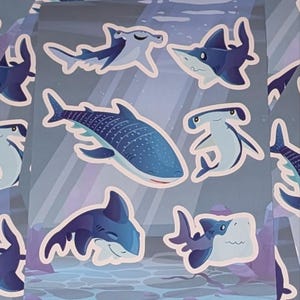 Shark Sticker Sheet - Fun and Fierce Ocean Creatures for Your Laptop ...