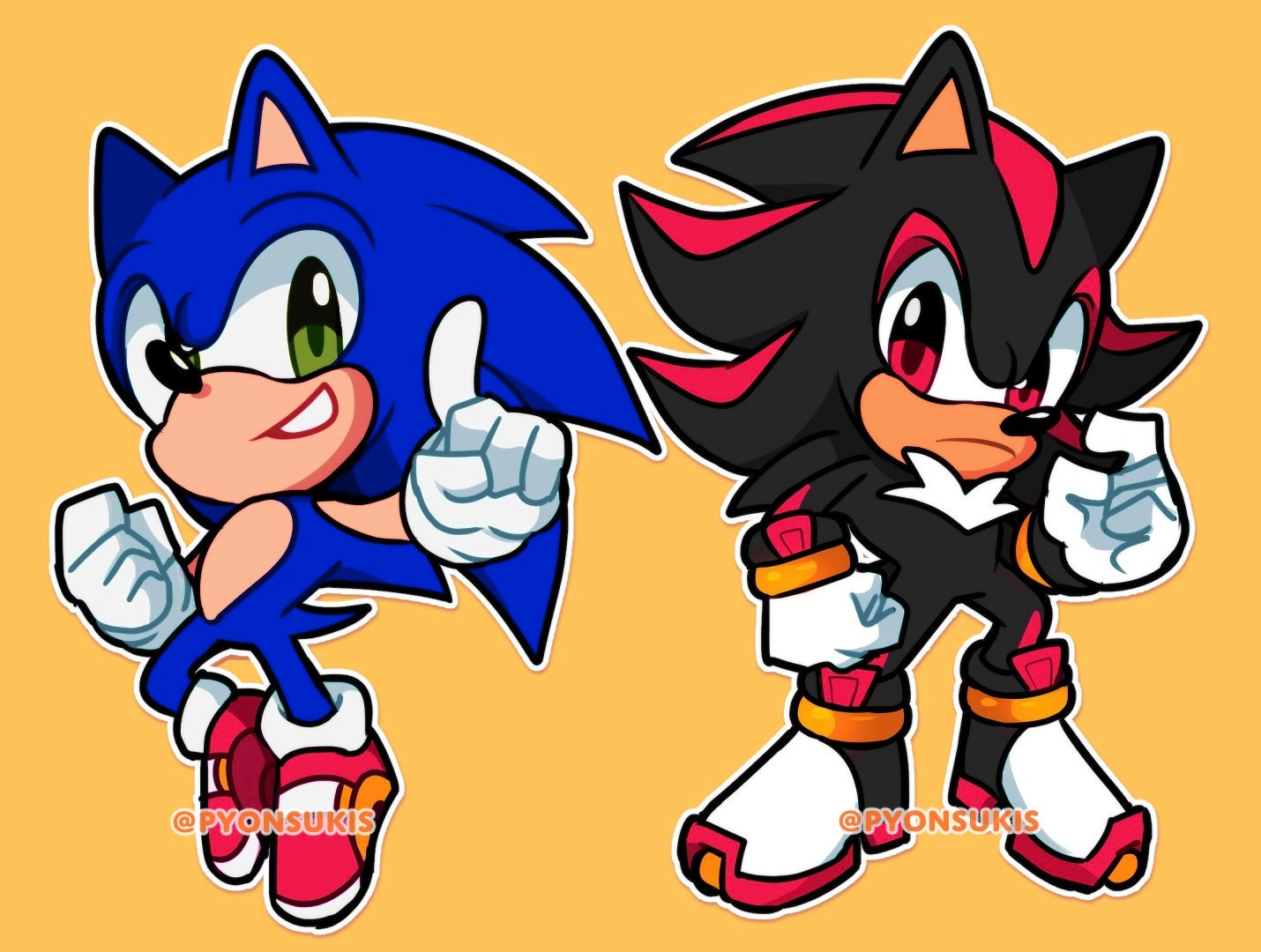Sonic & Shadow Sticker | Etsy