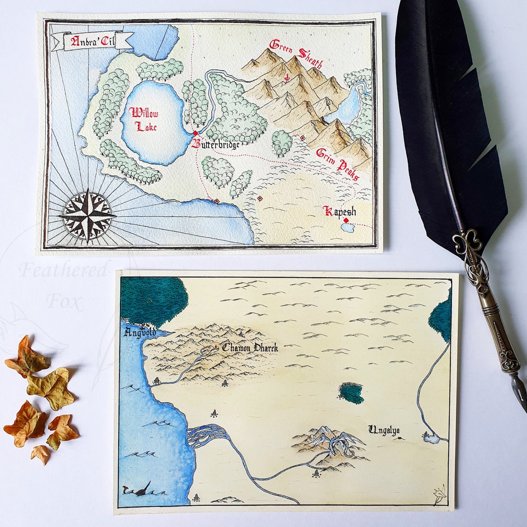 Custom Small Maps Handdrawn Fantasy Maps on Cotton Paper for - Etsy