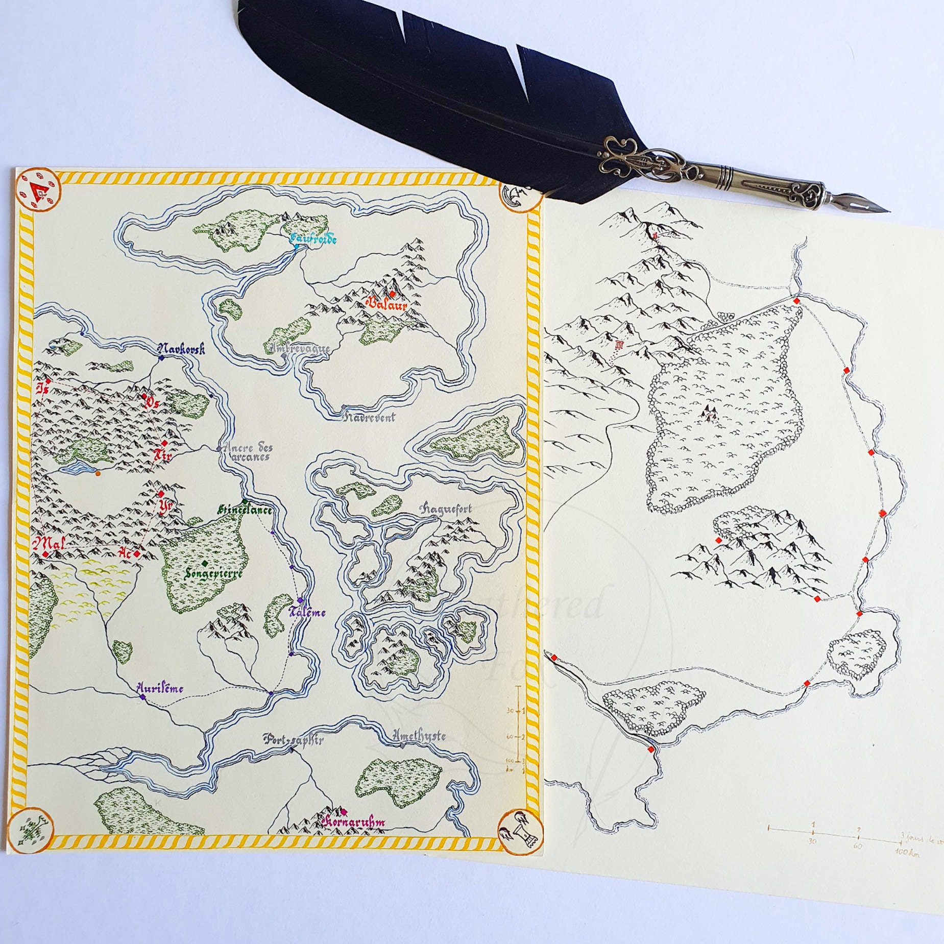 Custom Small Maps Handdrawn Fantasy Maps on Cotton Paper for - Etsy