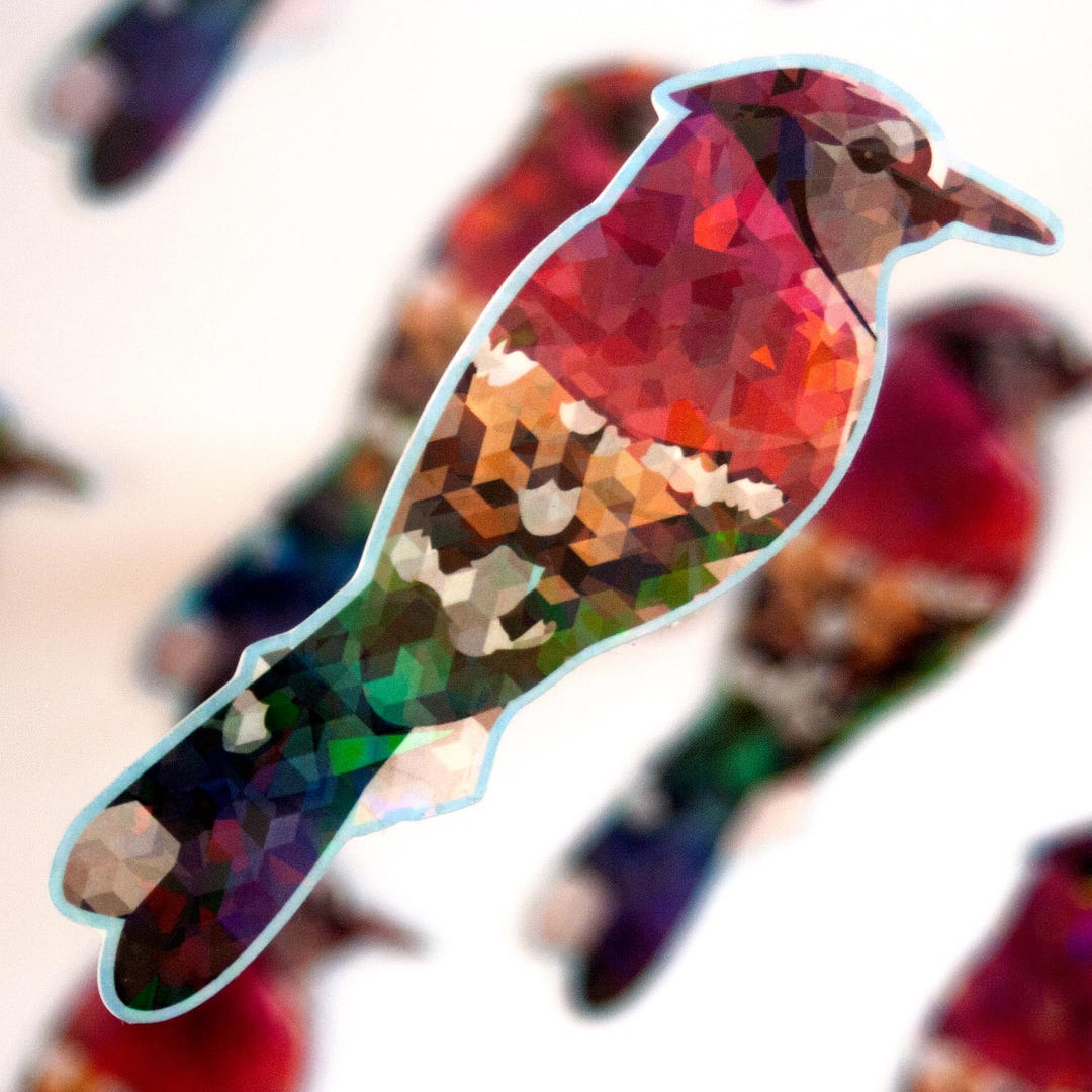 Magenta Cardinal Iridescent Sticker Decal - Etsy