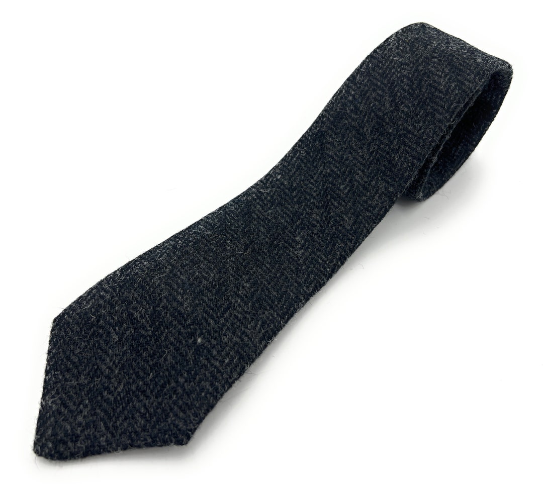 Men's Charcoal Herringbone Harris Tweed Neck Tie - Etsy