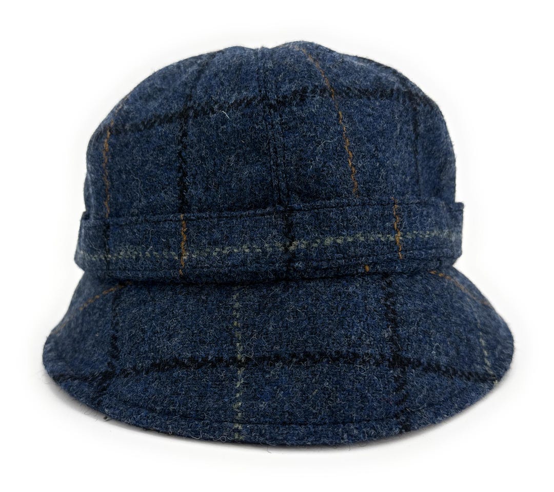 Women's Harris Tweed Blue Overcheck Flapper Hat British Made One Size ...