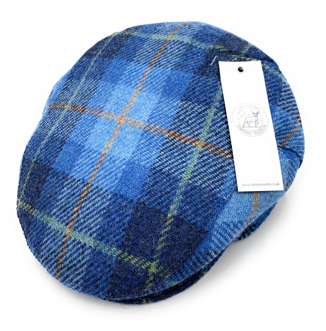 Authentic Harris Tweed Flat Cap Hat Blue Check Made in Scotland - Etsy