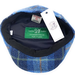 Authentic Harris Tweed Flat Cap Hat Blue Check Made in Scotland - Etsy