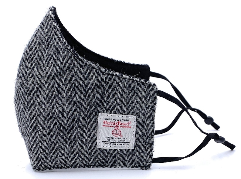 Harris Tweed Grey Herringbone Face Mask Face Covering Unisex | Etsy