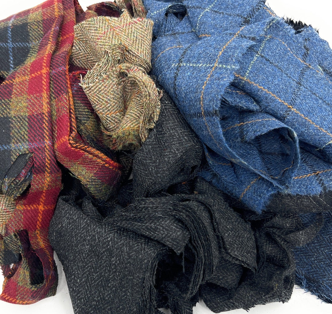 Harris Tweed Remnant Cloth Fabric off Cuts in Herringbone, Tartan and ...