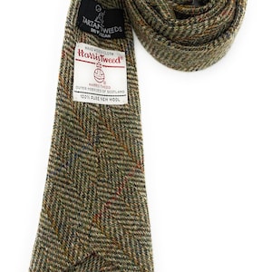Men's Harris Tweed Tie Green Herringbone - Etsy UK