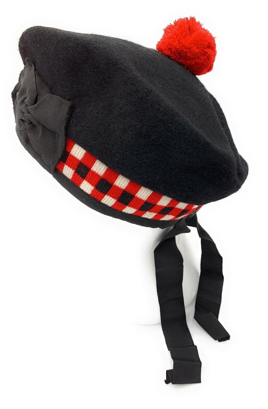Diced Black Pure Wool Balmoral Pipe Band Hat 50 - 64 Unisex - Etsy