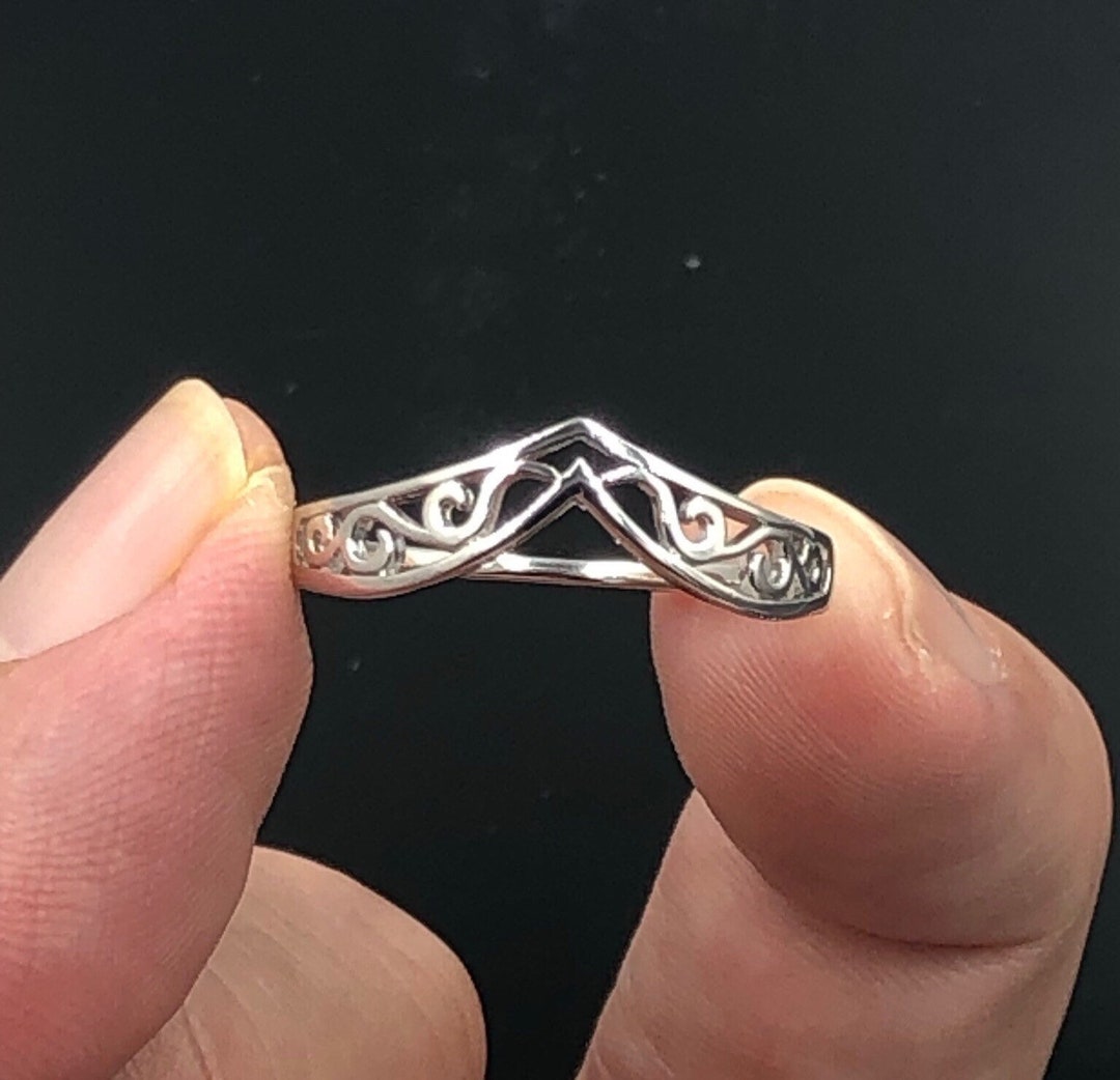 925 Filigree Stacking V Shape Ring - Chevron Ring - Thumb Ring - Etsy