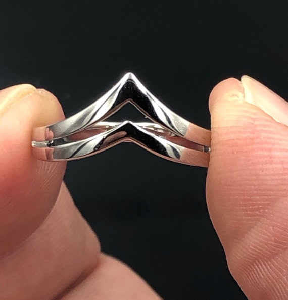 Wide Silver Chevron Ring Double V Ring Stacking Ring | Etsy