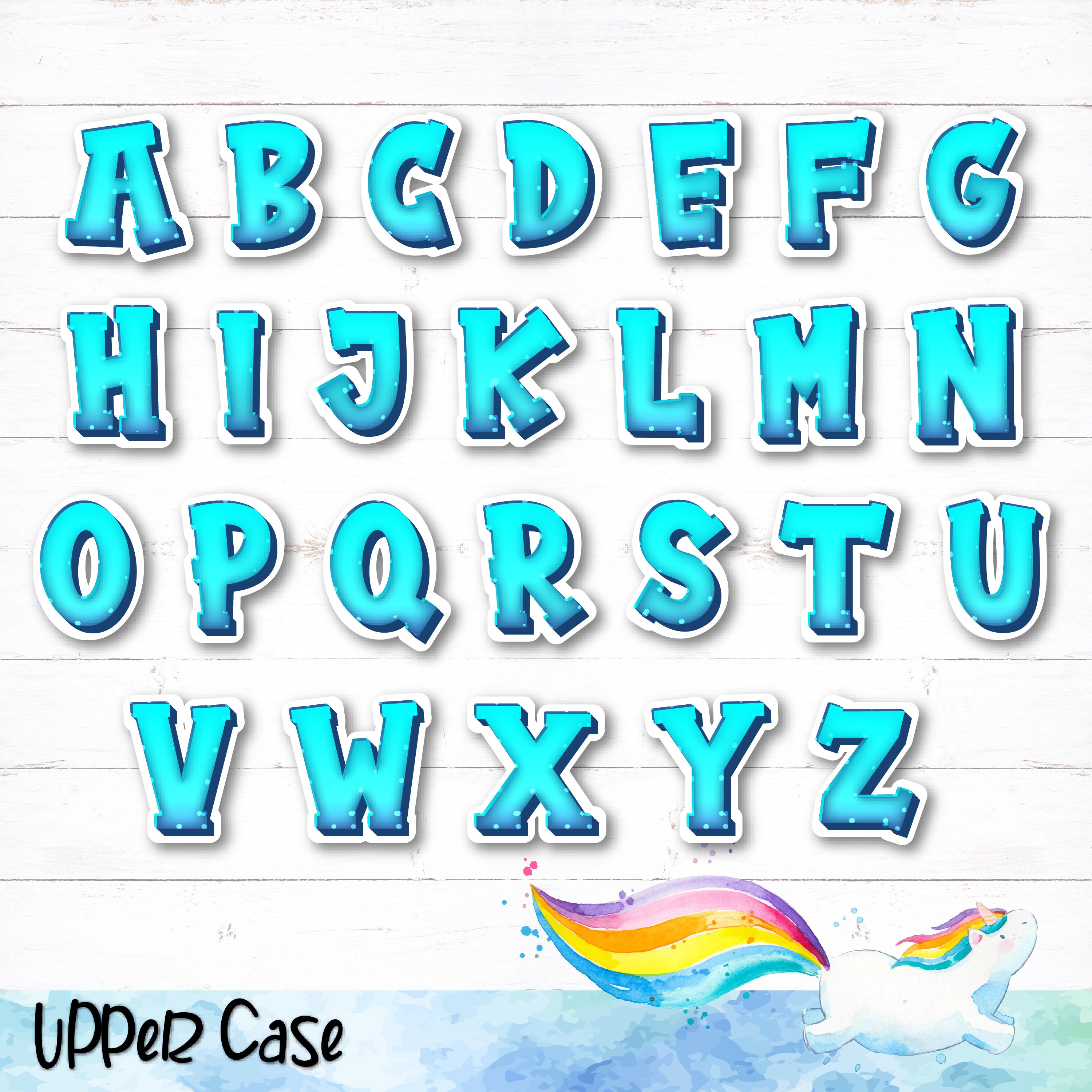 Blue Sky Printable Digital Alphabet Letters Chunky Blue - Etsy