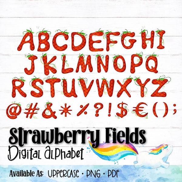 Strawberry Alphabet Clipart - Etsy