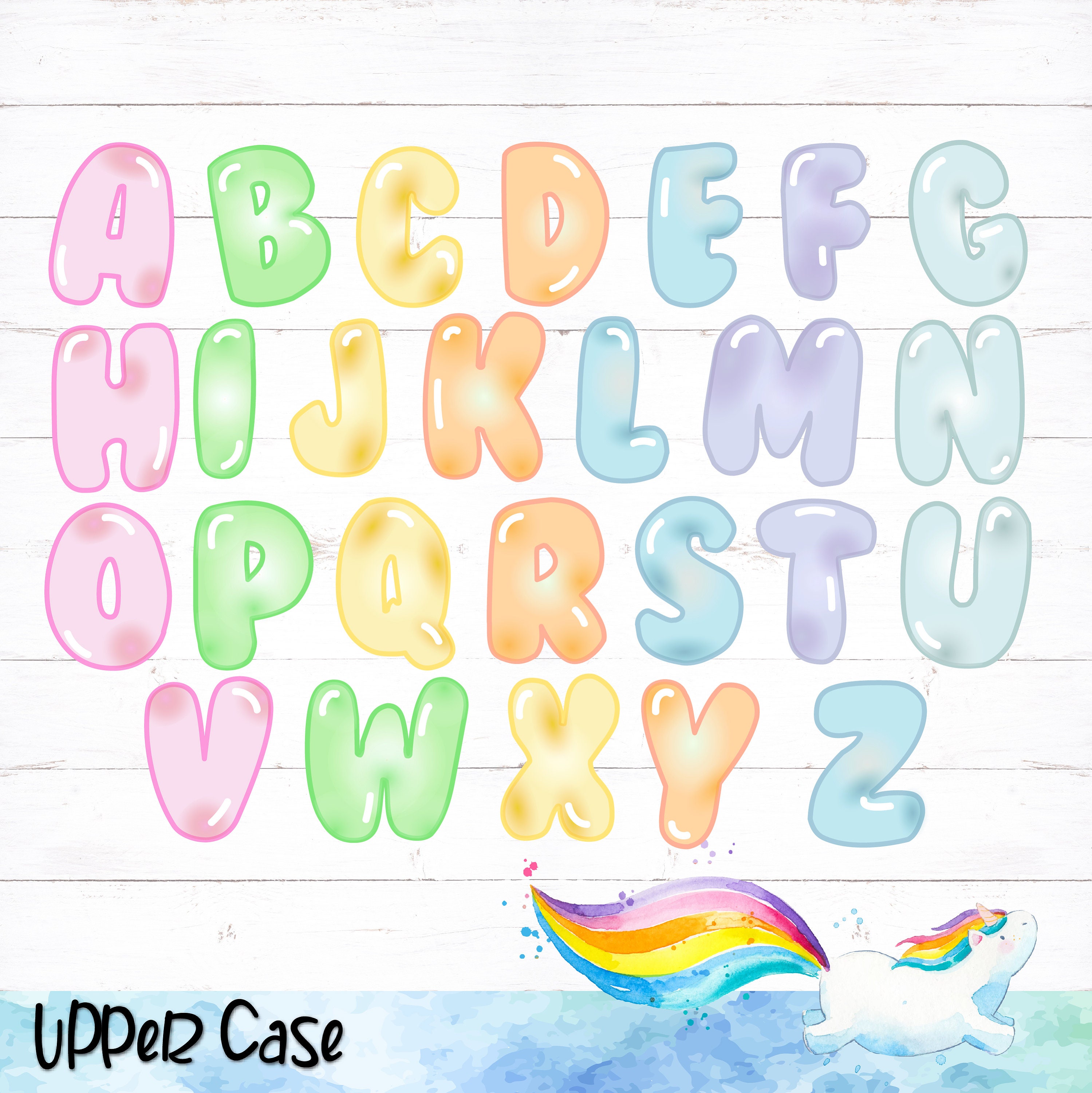 Pastel Printable Digital Alphabet Letters Bubble Letters - Etsy