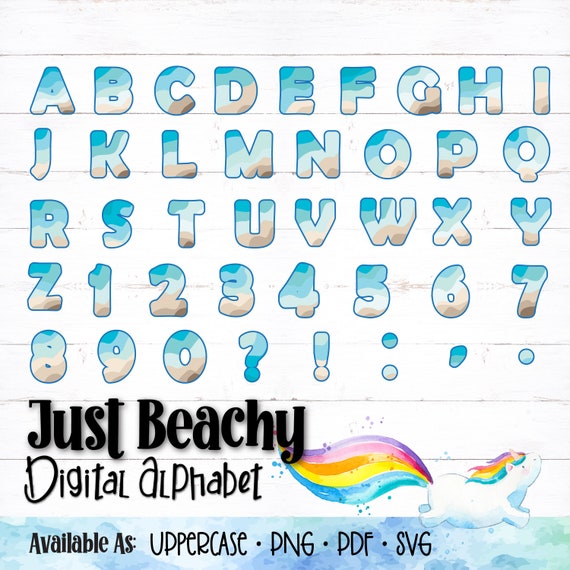 Just Beachy Striped Printable Digital Alphabet Letters Beach | Etsy