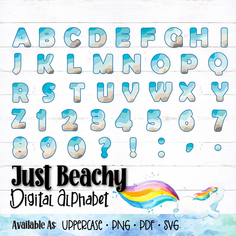 Just Beachy Striped Printable Digital Alphabet Letters, Beach Letters ...