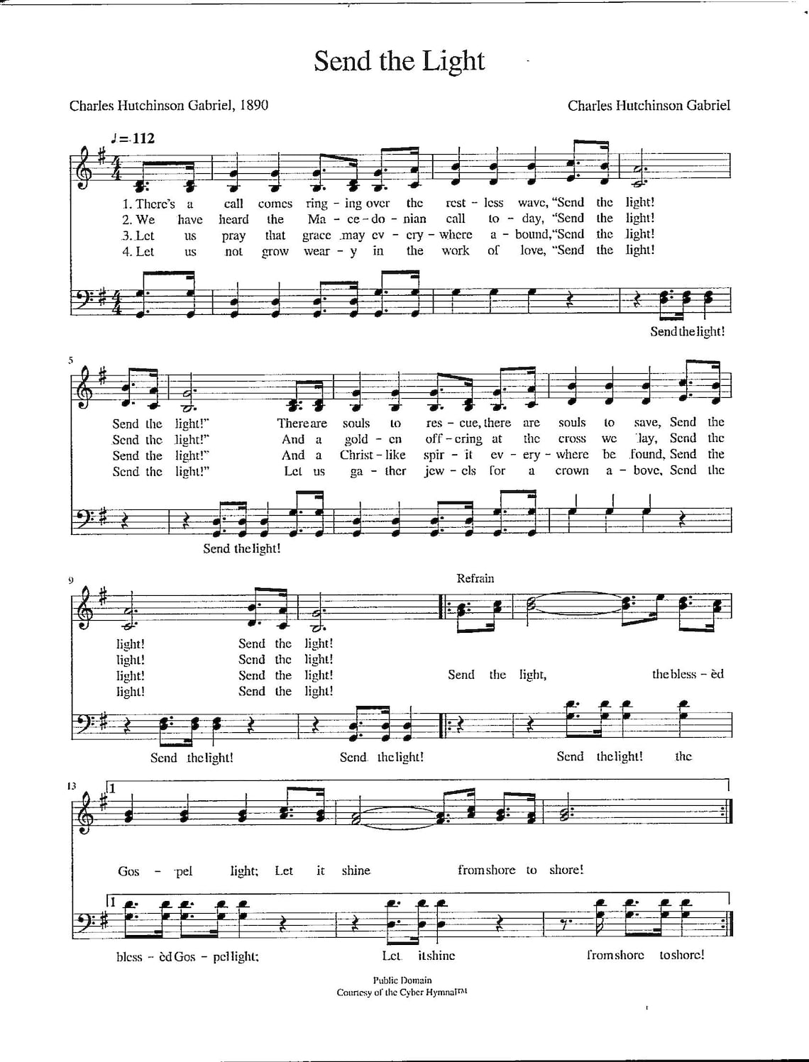 Send the Light - Digital Printable Hymn Tune for Piano and Voices - Etsy