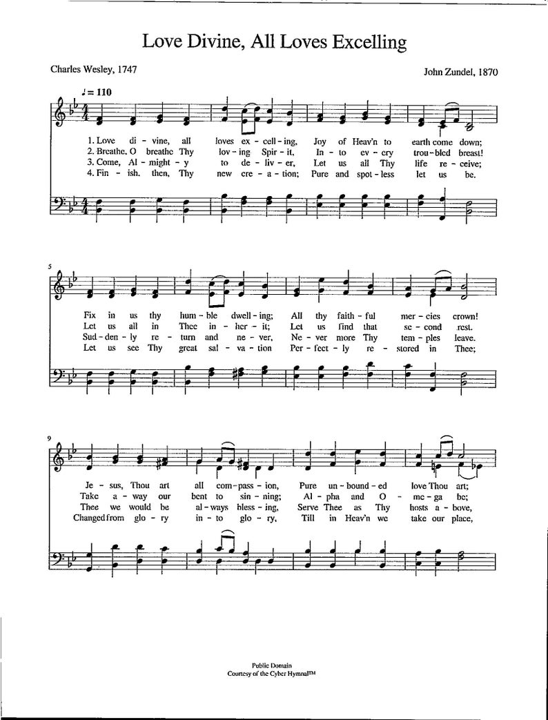 Love Divine, All Loves Excelling 1879 - Digital Download Hymn Tune for ...