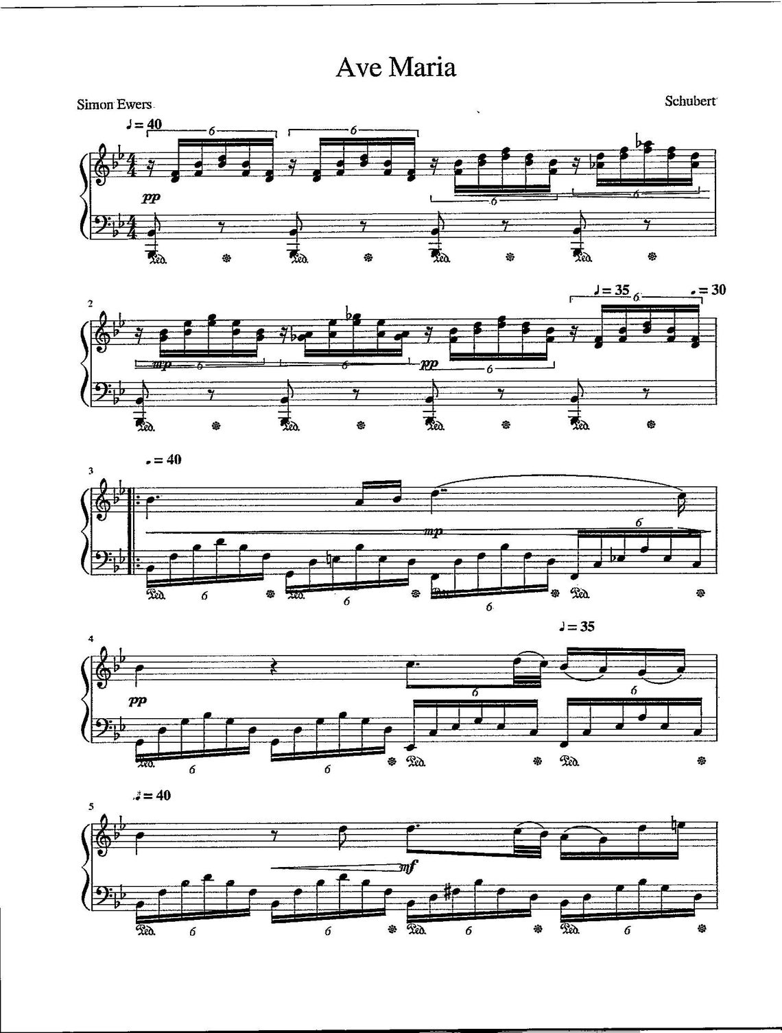 Ave Maria by Schubert - Digital Printable Solo Piano Hymn Tune - Key of ...