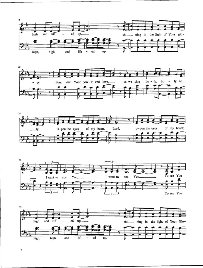Open the Eyes of My Heart - Digital Download Hymn Tune - Key of E Flat ...
